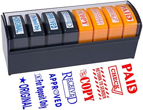 Toplusesse 8 Pcs Pre-Inked Office Stamps Set Self Inking Business Stamp ...