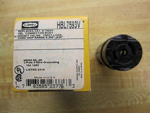 Hubbell HBL7593V Locking Valise Connector, Midget, 15 amp, 125V, Ml-2R ...