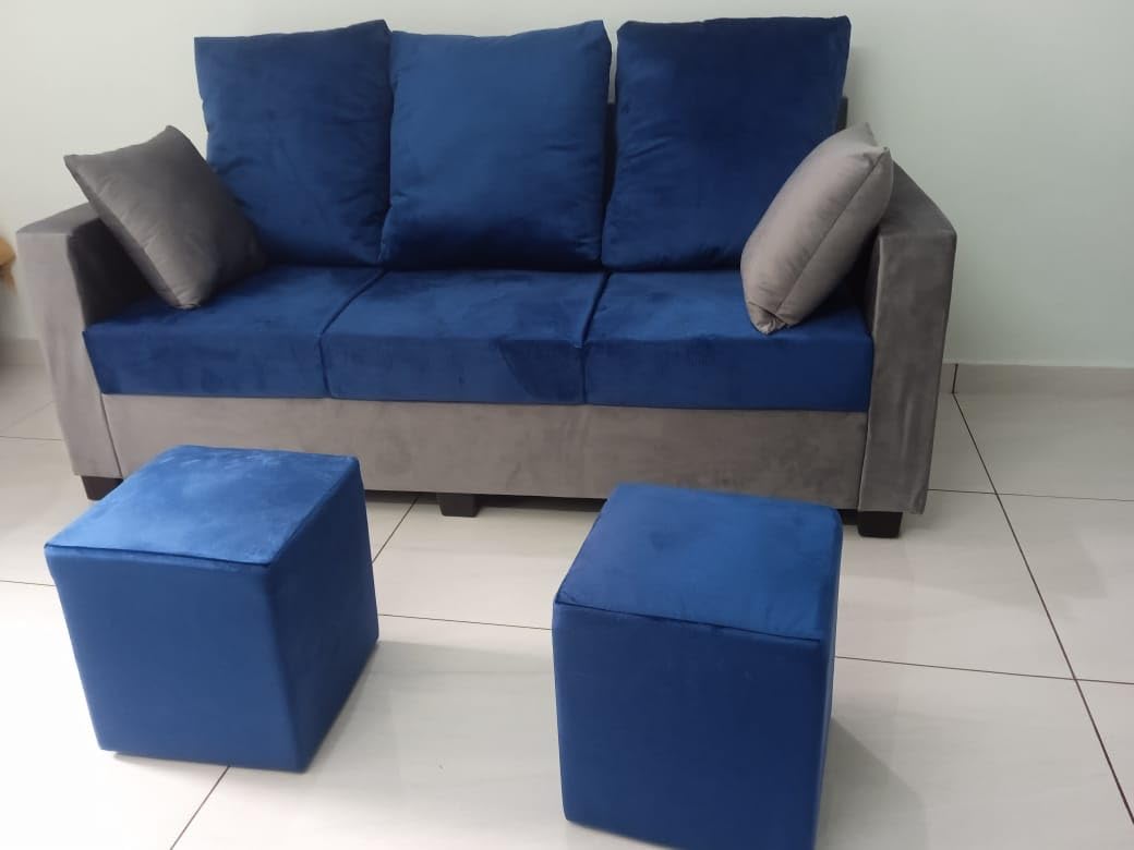 FURNY Agasta 5 Seater Fabric RHS L Shape Sofa Set (Dark-Grey) : Amazon ...