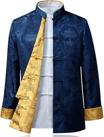 Asian Chinese Traditional Reversible Men’s Manchu Tang Mandarin Collar ...