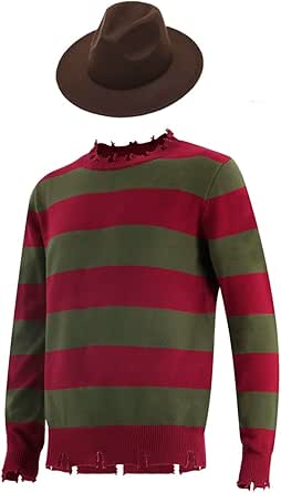 Humorjoy Freddy Costume Men's Freddy Sweater Striped Jumper Women Knit ...