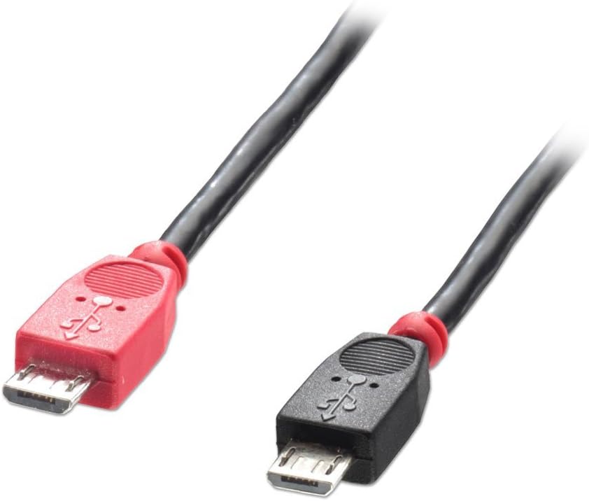 LINDY 31758 0.5m USB 2.0 Type Micro-B to Micro-B OTG Cable, Black, Data ...
