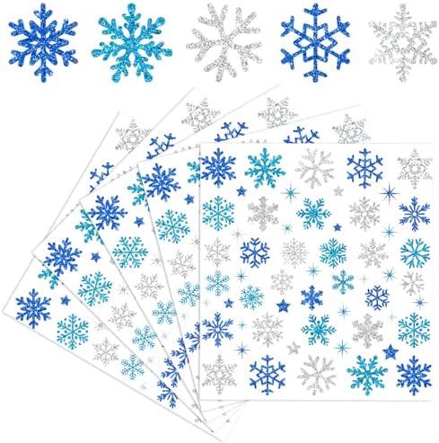 Amazon.com: Beistle 4-Sheet Snowflake Stickers, Blue/Grey/White Winter ...