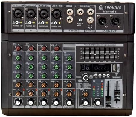 kh Audio Mixer 7 Channel DJ mixer Console USB Computer Recording 48V ...