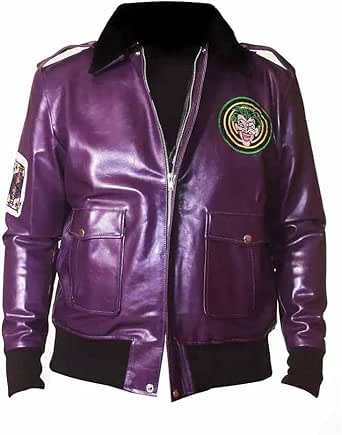 Gamla Henchmen Goon Purple Bomber Joker Jacket with Faux Fur Collar at ...