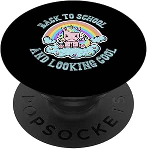 Amazon.com: Back to School and Looking Cool Kawaii Unicorn Rainbow PopSockets Swappable PopGrip ...