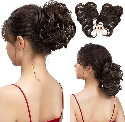 Amazon.com : youngways Messy Bun Hair Piece Side Comb Clip in Hair Bun ...