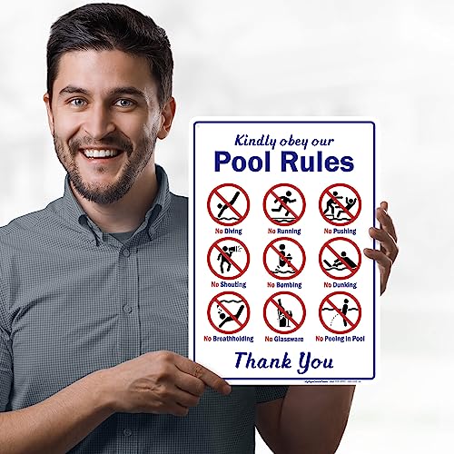 Snapklik.com : Kindly Obey Our Pool Rules Sign, 10x14 Inches, Rust Free ...