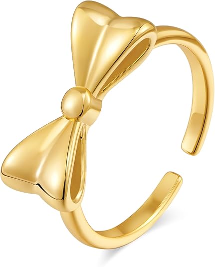 Amazon.com: WOWORAMA Dainty Bow Rings for Women Cute BowKnot Bow Tie ...