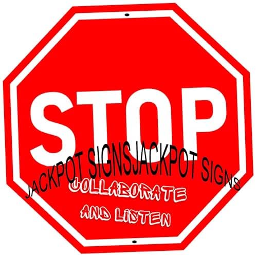Amazon.com: Stop, Collaborate and Listen Funny Metal Sign. Die-Cut ...