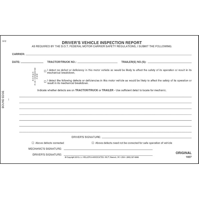 Buy Simplified Driver's Vehicle Inspection Report 5-pk. - Book ...