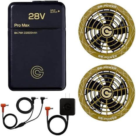 Amazon | 長信ジャパン 2025年モデル GB-POWER 28V PRO MAX GB428PD GF1 45WのType-C出力 オリジナルカラビナ付き付 ベスト 長袖 半袖等対応 ...