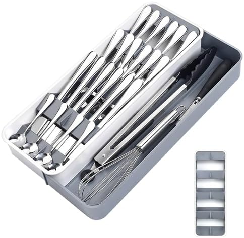 HEKOBAG Cutlery Drawer Organiser, 14-22.5cm Expandable Cutlery Tray, 9 ...