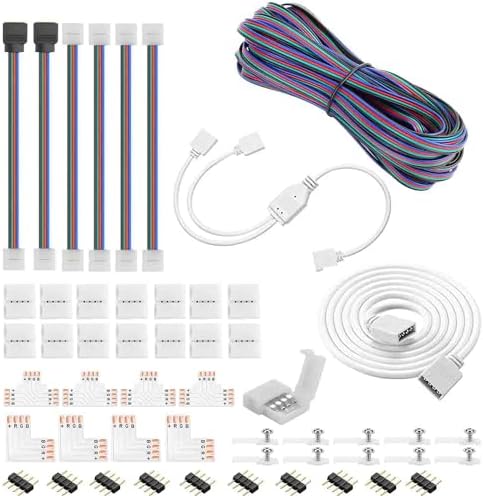 SHAOYAYAZHANG LED Connector, 3528 2835 4 Pin 8mm LED Strip Connector kit-Gapless Solderless Clip ...
