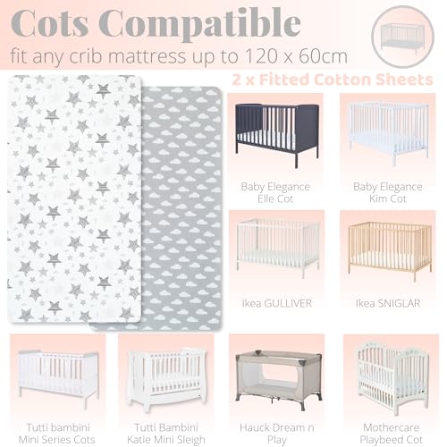 Cot Sheets 120×60 Fitted 100% Cotton 2pc Set of Fitted Cotton Cot ...