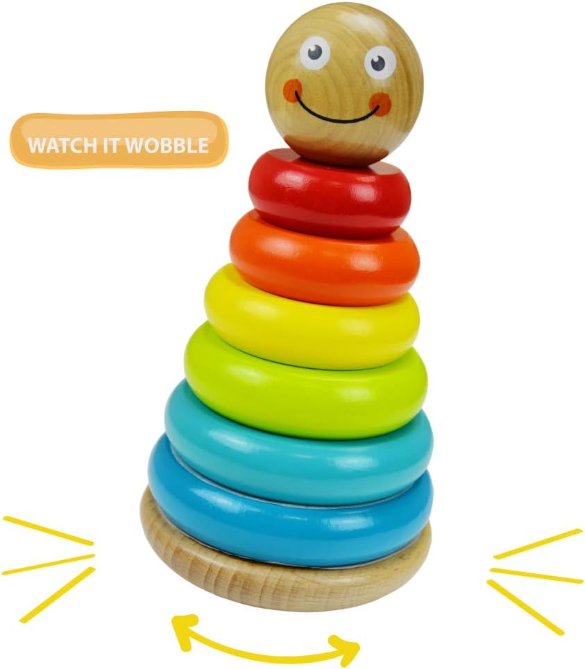 jumini Classic Wobbly Stacker Wooden Stacking Toys- Montessori ...