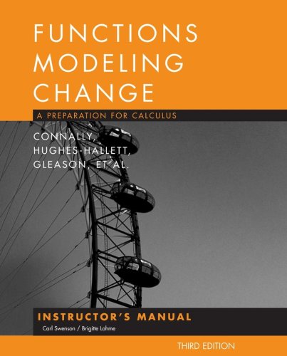 Functions Modeling Change, Instructor's Manual: A Preparation for ...