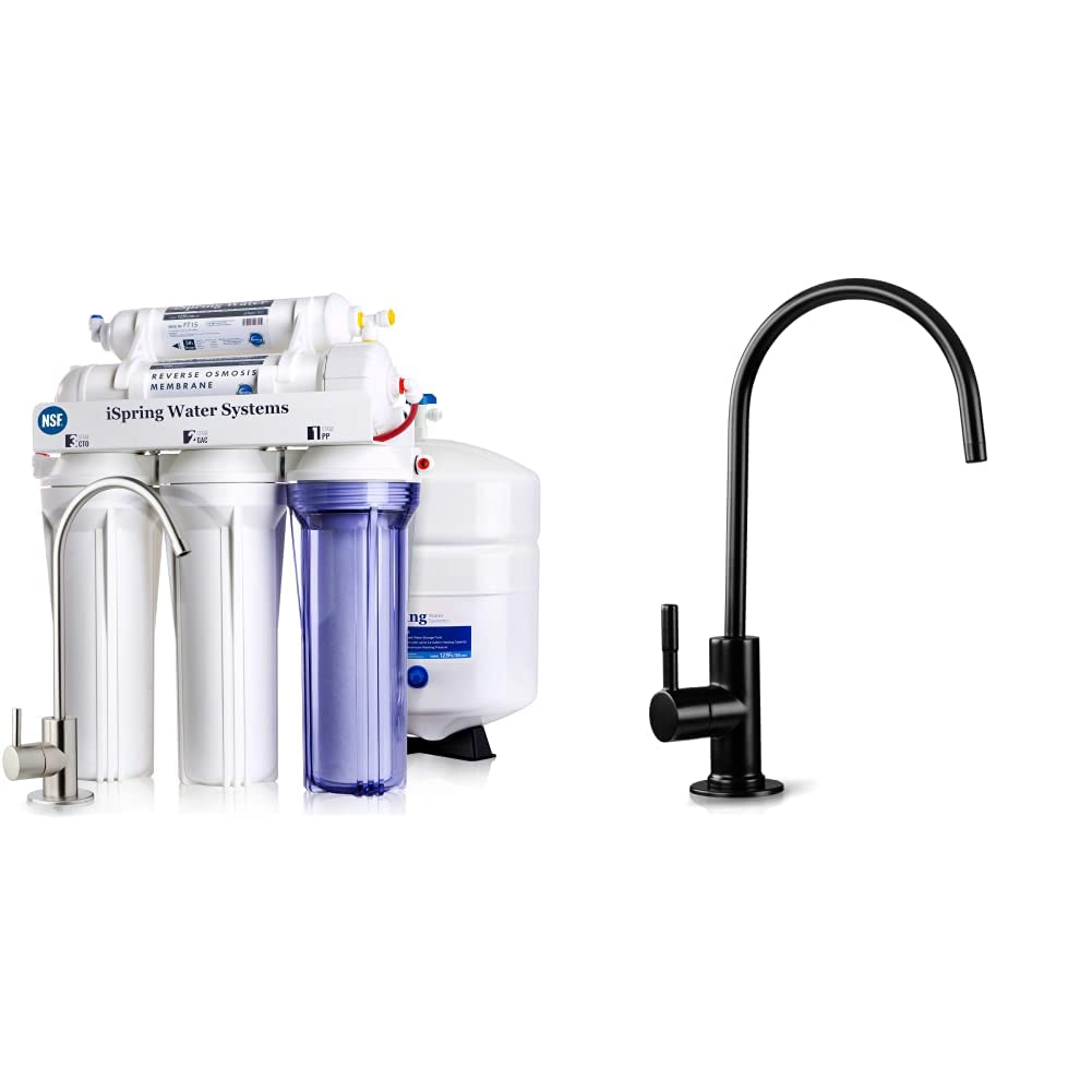 iSpring RCC7 Under Sink Reverse Osmosis System + iSpring GA1-ORB Lead ...