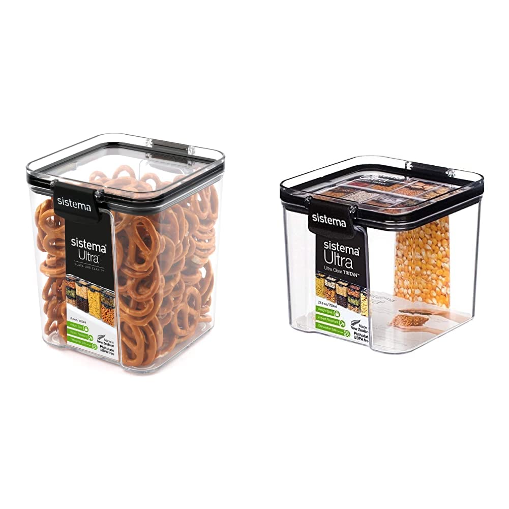 Sistema Ultra Square Food Container, 920ml, Black & J7S91 Ultra Square ...