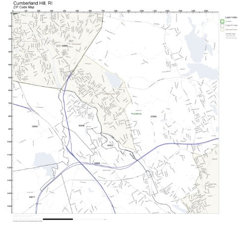 Amazon.com : ZIP Code Wall Map of Cumberland Hill, RI ZIP Code Map Not ...