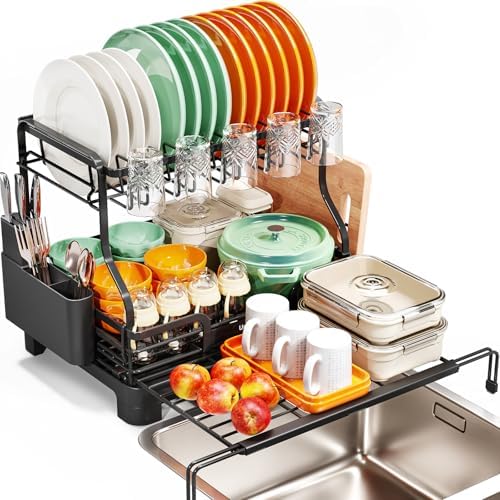 Amazon.com - Urackify Extendable Dish Drying Rack, 2-Tier Dish Rack for ...
