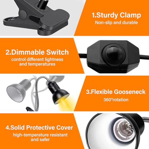 TOGETDREAM Tortoise Heat Lamp 360Rotatable Reptile Basking Lamp with ...