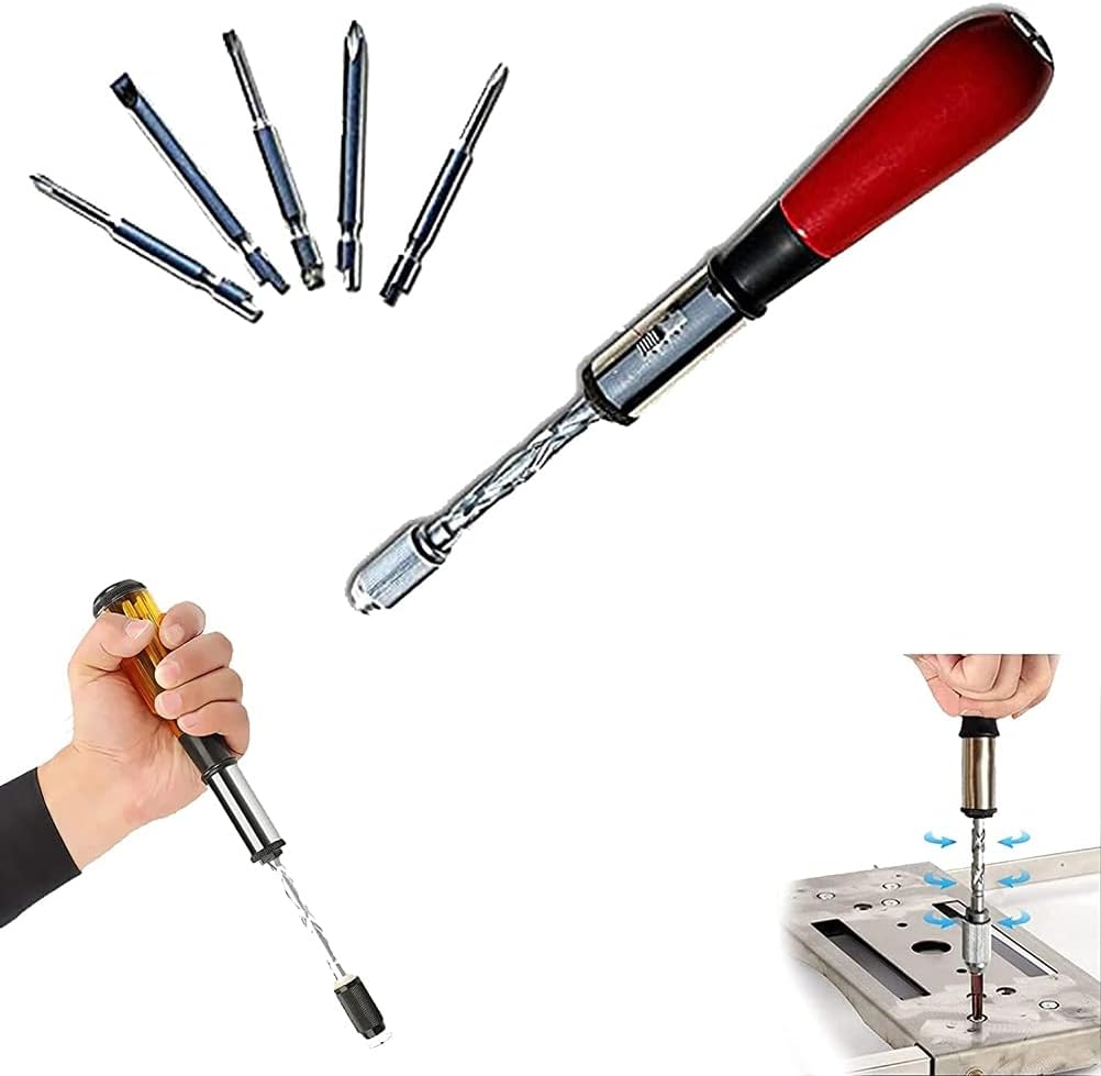 260MM Spiral Ratchet Screwdriver with Slotted and Phillips Bits, Push ...