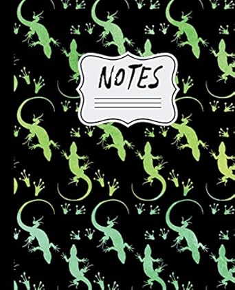Notes: Watercolor Lizards Pattern 7.5" X 9.25" - 110 Wide Ruled Pages ...