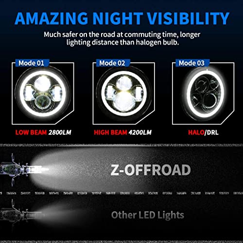 Snapklik.com : Z-OFFROAD 7 Black Halo LED Headlight + 4-1/2 Fog Passing ...