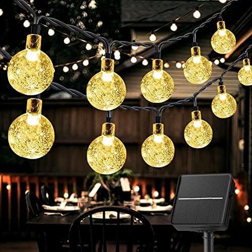 Solar String Lights Outdoor, 33ft 60 LED Crystal Globe Lights with 8 ...