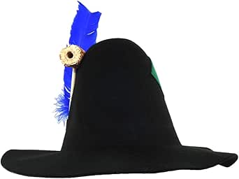 Amazon.com: Adult Wool Felt Hillbilly Hobo Scarecrow Flat Brim Hat w ...