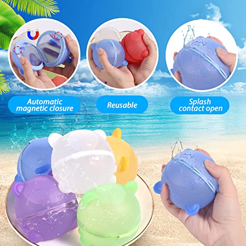 6pcs Silicone Water Balls, Reusable Water Bombs Soft Self-Sealing ...