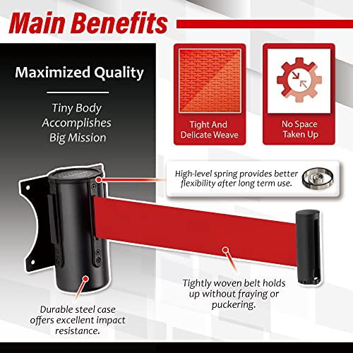Snapklik.com : Retractable Wall Mount Caution Belt - 9.2 Ft Red Belt ...