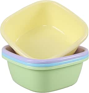 Ponpong 30.5cm Square Plastic Washing Up Bowls, Coloured Small Square ...
