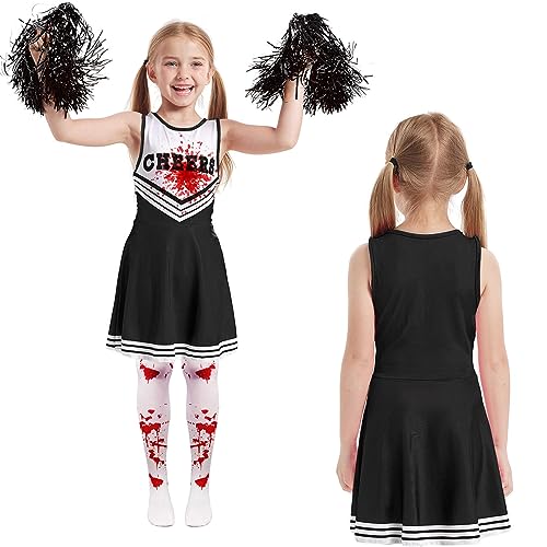 Dead Cheerleader Halloween Costume Kids, Zombie Cheerleader Costume for ...
