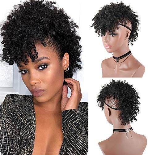 Amazon.com : MODSIGHT Afro Puff Drawstring Ponytail with Bangs, Black ...