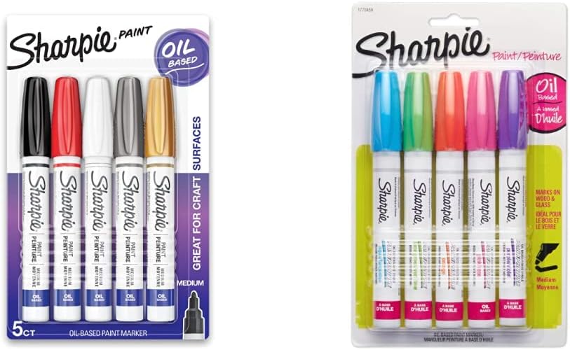 Sharpie PAINT Marker Paint, Permanent Oil-Base Marker Medium, 5-Carded ...