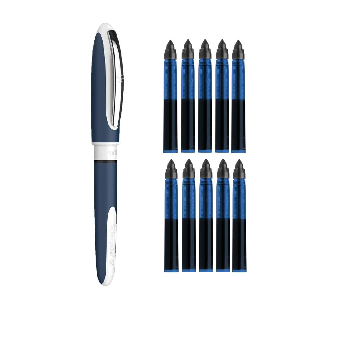 Schneider One Change Refillable Black Roller Ball Pen and Refills ...