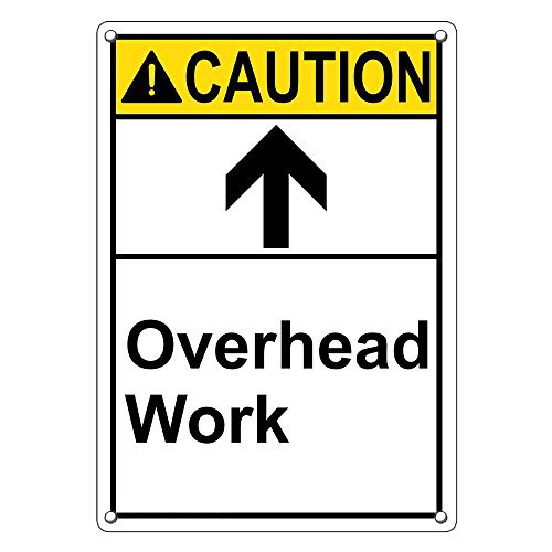 Amazon.com: Weatherproof Plastic Vertical ANSI Caution Overhead Work ...