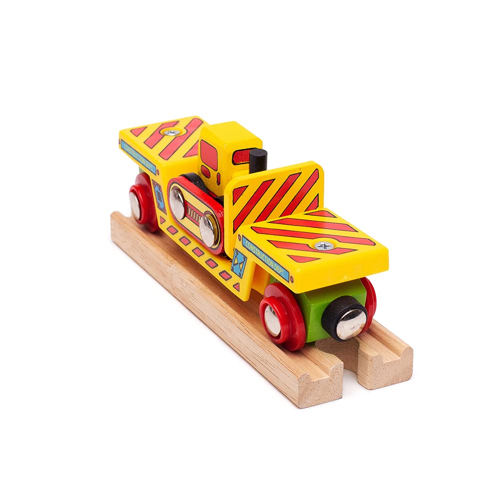 Steam Train Model Bulldozer Low Loader Wooden Train Wagon Bigjigs Train