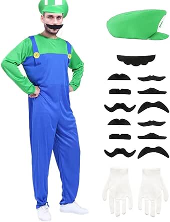 Amazon.com: Halloween Plumber Costume Cosplay Jumpsuit : Clothing ...