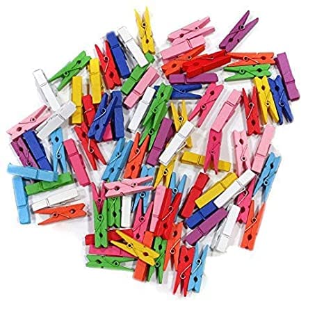 Buy Kavya Craft Present Mini Color Wooden Clips for Decorations, Photos ...