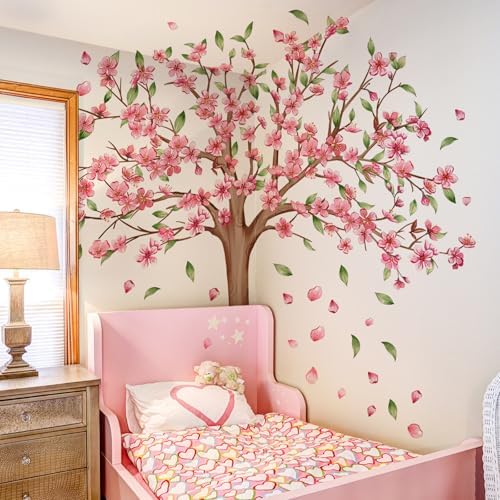 Amazon.com: decalmile Large Cherry Blossom Tree Wall Stickers Pink ...
