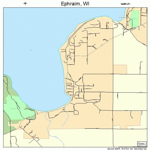 Amazon.com: Large Street & Road Map of Ephraim, Wisconsin WI - Printed ...