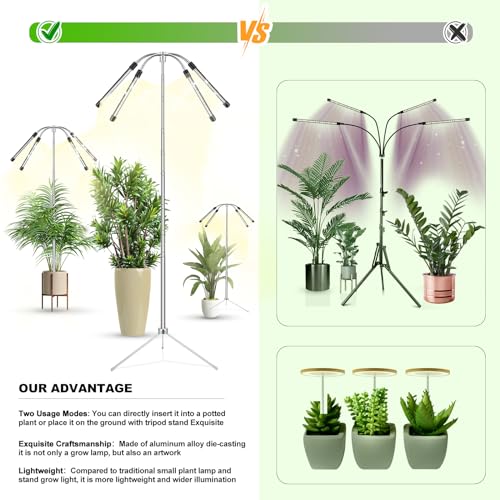 TAURUSY Grow Lights for Indoor Plants Full Spectrum with Detachable ...