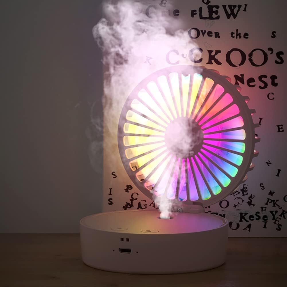 Amazon.com: FADACHY Misting Fan Portable Mini Desk Fan with Colorful ...
