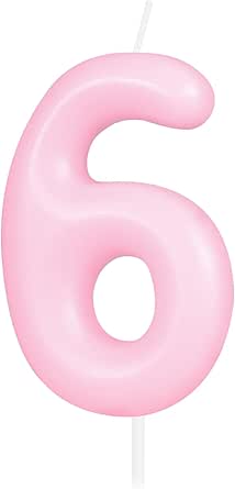 Amazon.com: Hongplus Macaron Pink Number 6 Candle, 6 Birthday Candle ...