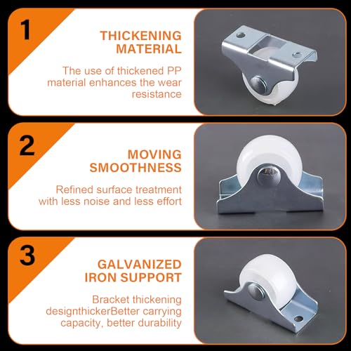 Heavy Duty Castor Wheels for Furniture – 25mm Small Casters Set of 16 ...