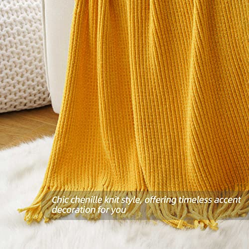 Snapklik.com : BATTILO HOME Mustard Yellow Throw Blanket For Couch ...