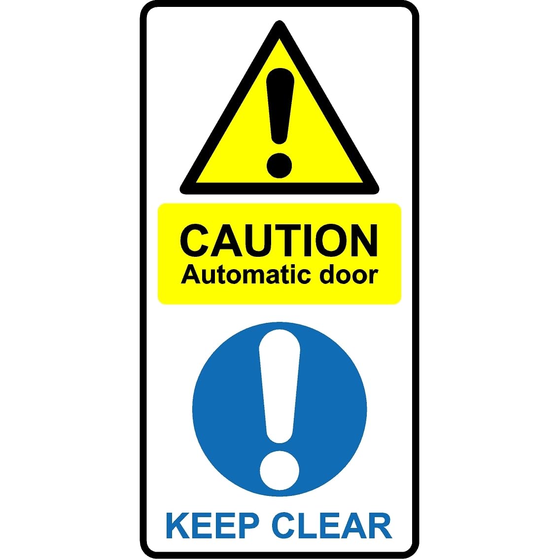Caution automatic door keep clear safety sign - Self adhesive sticker (200mm x 100mm) : Amazon ...